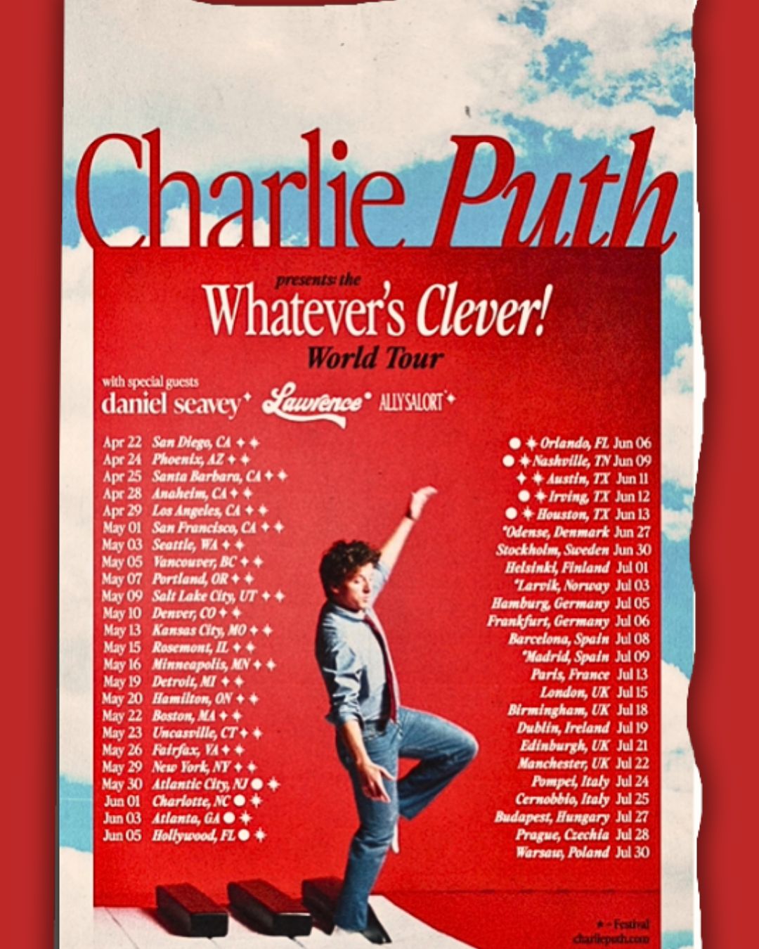 Charlie Puth Announces “Whatever’s Clever!” 2026 World Tour